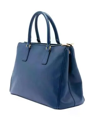 Prada Medium Saffiano Lux Galleria Double Zip Satchel - Blue