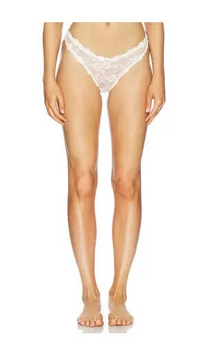 SKIMS Skims Stretch Lace Dipped Thong In White. Marble