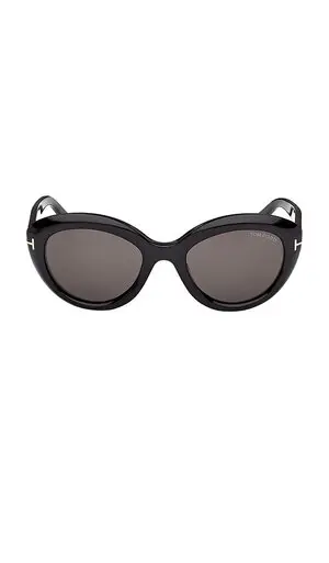 TOM FORD Cat Eye Sunglasses - Shiny Black & Smoke