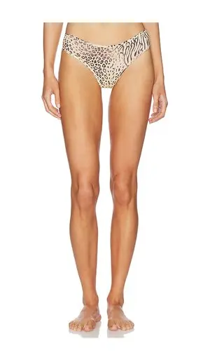 SKIMS Fits Everybody Thong In Tan,brown - Sand Multi Animal