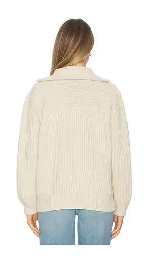 ANINE BING Sammy Quarter-zip Ribbed Knit Sweater
