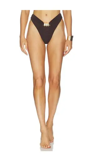 LA PORTE Kate Pinch Hardware Bikini Bottom - Black Coffee