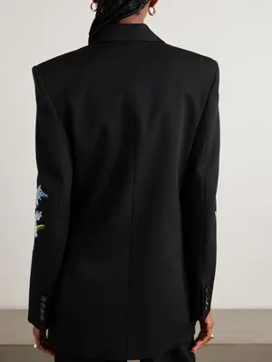 Stella McCartney Oversized Double-breasted Wool-twill Blazer With Floral Embroidery