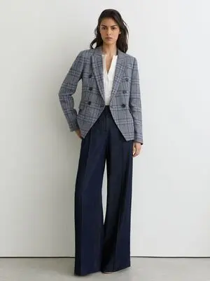 REISS Larissa Petite Check Blazer - Navy Check