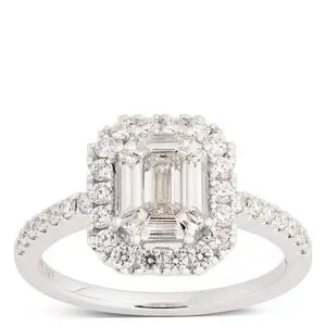 Benbridge Emerald Cut Halo Diamond Ring - Wg