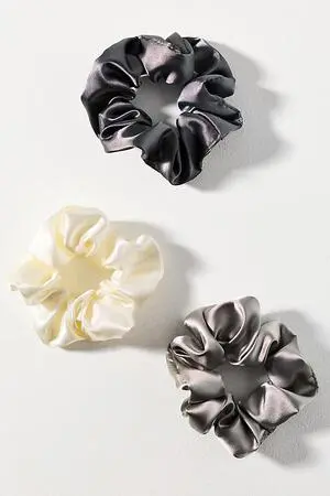 Anthropologie Small Satin Scrunchie - Grey