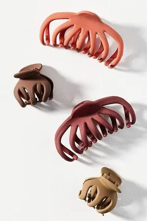 Anthropologie Octopus Hair Claw Clips Set - Mauve