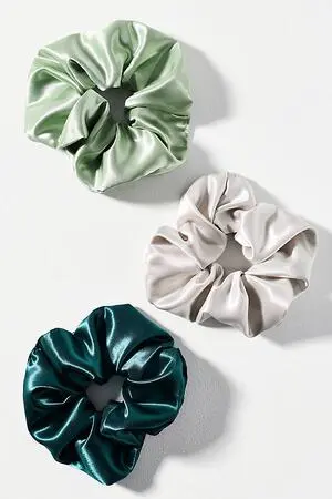Anthropologie Large Satin Scrunchie - Green
