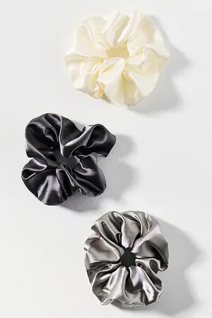 Anthropologie Large Satin Scrunchie - Grey