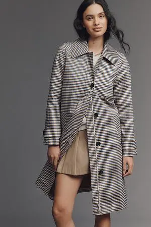 Avec Les Filles Long Gingham Trench Coat Jacket
