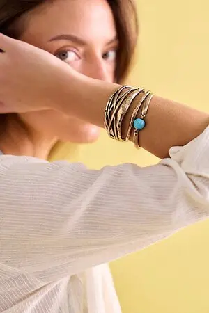 Free People Muse Stack Bangle Set - Turq
