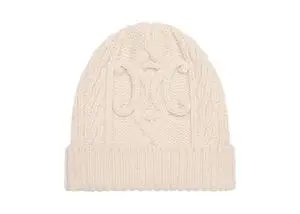 Celine Triomphe Aran Beanie - Off White