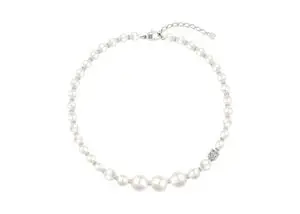Givenchy Pearl Necklace With Crystals - White/silver