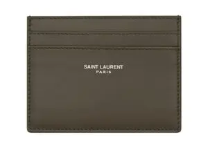 Saint Laurent Embossed Paris Signature Card Holder - Light Musk