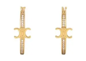 Celine Triomphe Sparkle Hoops - Gold