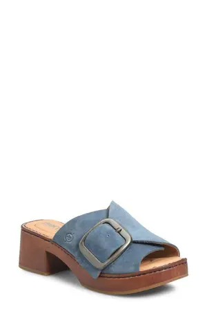 BØRN Bangle Platform Slide Sandal - Dark Blue Suede