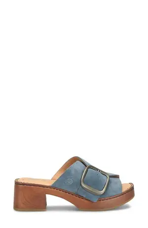 BØRN Bangle Platform Slide Sandal - Dark Blue Suede