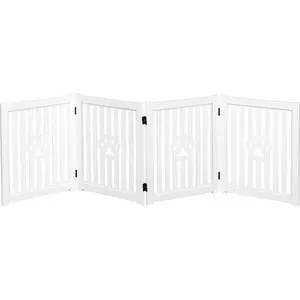 TRIMATE 4 Panel Dog Gate Foldable Wooden - Multicolored