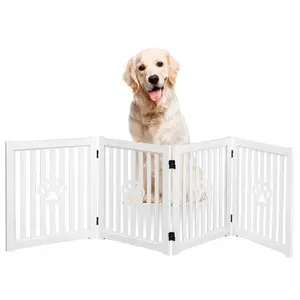 TRIMATE 4 Panel Dog Gate Foldable Wooden