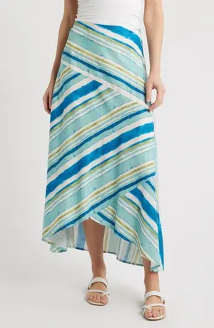 CITY BLUES Spliced Striped Maxi Skirt