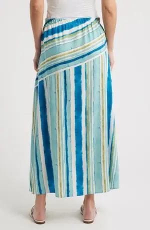 CITY BLUES Spliced Striped Maxi Skirt