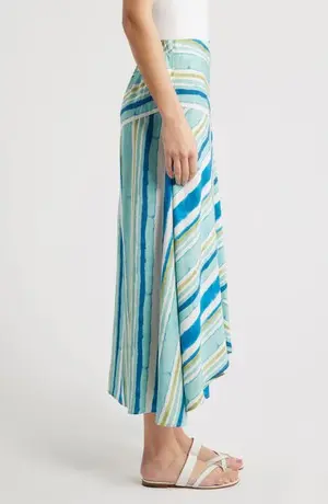CITY BLUES Spliced Striped Maxi Skirt