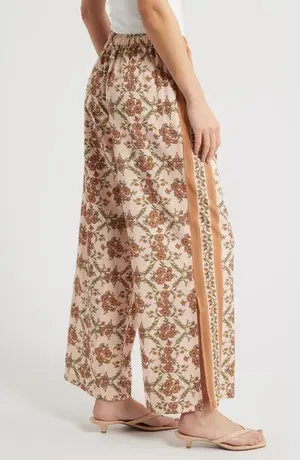 CITY BLUES Floral Wide Leg Lounge Pants - Pumice/terra