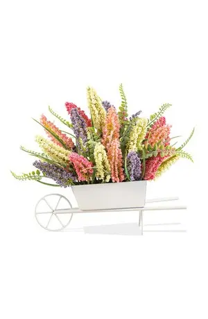 GLITZHOME Spring Colors Mixed Heather Floral Cart Centerpiece - Purple