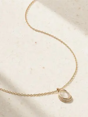 MELISSA JOY MANNING Crescent Moon Moonstone And Diamond Necklace - Gold