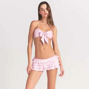 SKIMS Stretch Satin Micro Mini Skirt With Ruffles