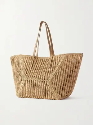 Brunello Cucinelli Leather-trimmed Woven Tote - Neutrals