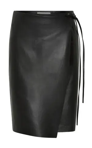 ST. AGNI Leather Wrap Skirt - Black