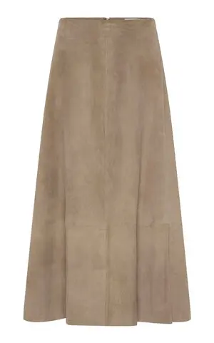 ST. AGNI Suede Maxi Circle Skirt - Neutral