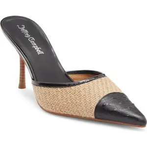 Jeffrey Campbell Pointed Toe Mule - Tan Jute Black Ostrich