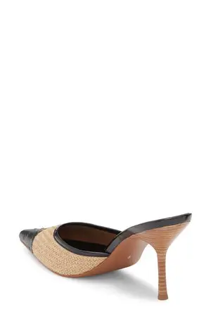 Jeffrey Campbell Pointed Toe Mule - Tan Jute Black Ostrich