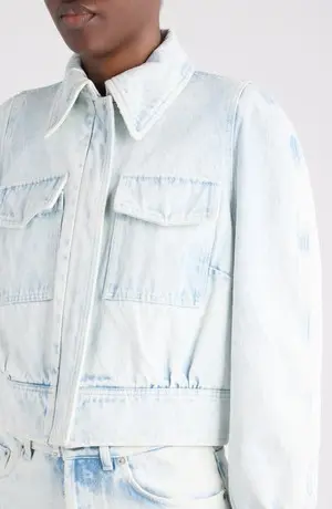 Dries Van Noten Extreme Bleach Heavyweight Denim Jacket - Pale Blue