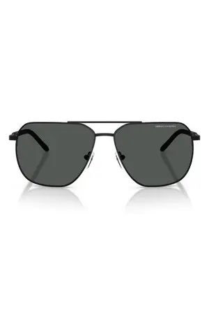 Armani Exchange 59mm Pilot Sunglasses - Matte Black/dark Grey