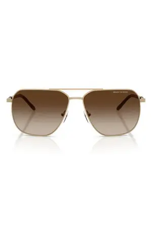 Armani Exchange 59mm Pilot Sunglasses - Matte Pale Gold/brown