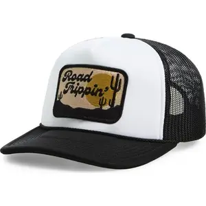 LOCAL BEACH Road Trippin' Patch Trucker Hat - Black/white