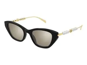 Gucci Cat Eye Sunglasses - Black Gold Brown/brown (gg1968s/004)