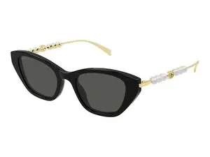 Gucci Cat Eye Sunglasses - Black Gold Grey/grey (gg1968s/001)