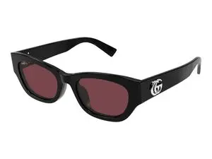 Gucci Rectangular Full Rim Sunglasses - Black Black Red/red (gg1954sa/004)