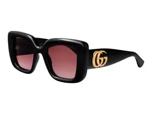 Gucci Square Frame Sunglasses - Black Black Red/red (gg1975s/001)