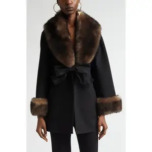 Valentino Garavani Compact Wool & Cashmere Coat With Shearling Trim