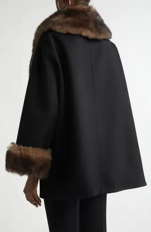 Valentino Garavani Compact Wool & Cashmere Coat With Shearling Trim