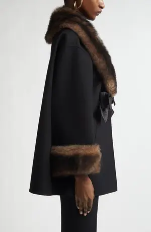Valentino Garavani Compact Wool & Cashmere Coat With Shearling Trim