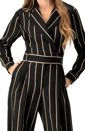 IVONNE Striped Jumpsuit With Pockets