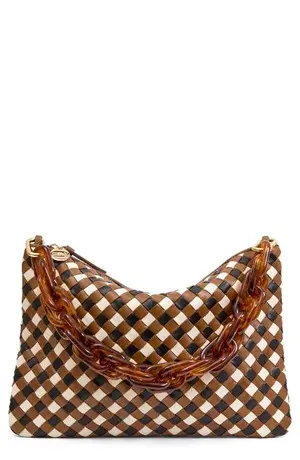 Clare V. Tricolor Woven Flat Clutch - Oat