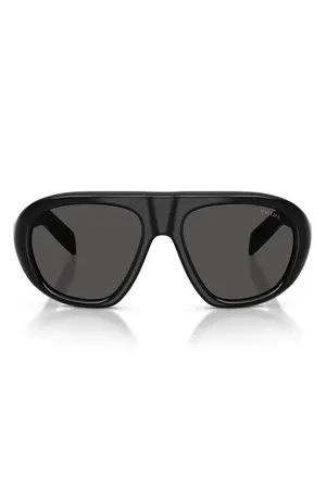 Prada 57mm Irregular Sunglasses - Black/dark Grey