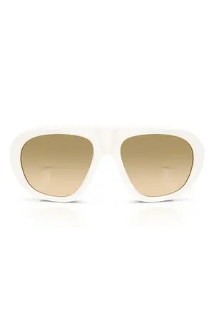 Prada 57mm Irregular Sunglasses - Talc/yellow Gradient Brown
